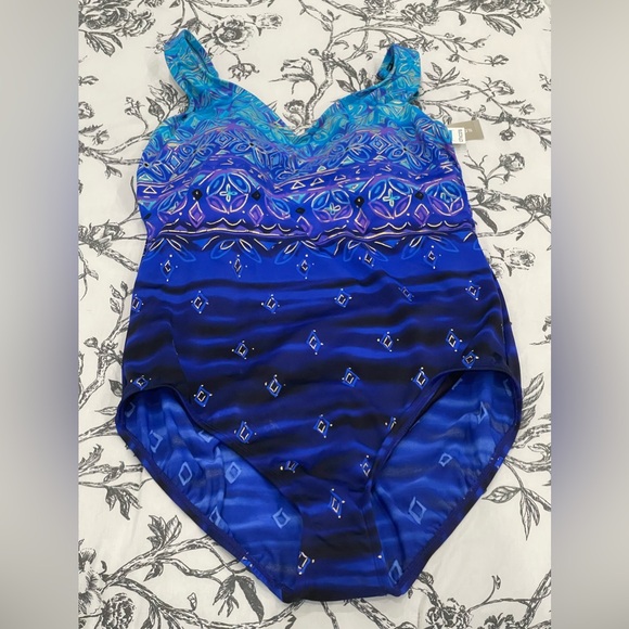 Chico's | Swim | New Swim By Chicos 6 Jade V Neck Multicolored Metallic ...